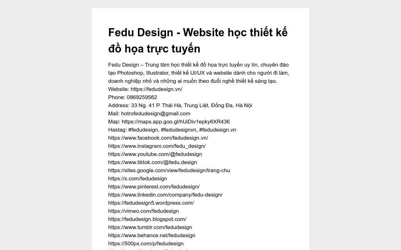 Fedu Design - Website học thiết kế đồ họa trực tuyến